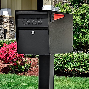 Mail Boss 7106 Curbside Steel Post Mount Security Locking Mailbox, Black, Extra Large, 21 in. D x 11.125 in. W x 13.75 in. H