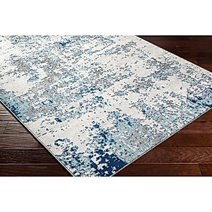 Livabliss Arti Modern Abstract Runner Area Rug,2'7" x 12',Dark Blue/Aqua