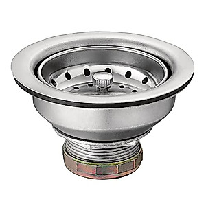 Moen 22036 3-1/2 Inch Kitchen Sink Stainless Steel Basket Strainer with Drain Assembly, Stainless