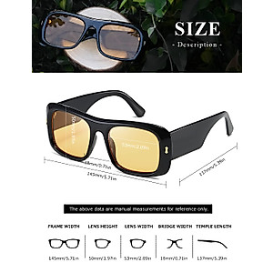 kimorn Sunglasses for Women Men Trendy Retro Fashion Sun Glasses 90’s Vintage Y2K Oversize Square Frame Shades K1337 (Black Yellow)