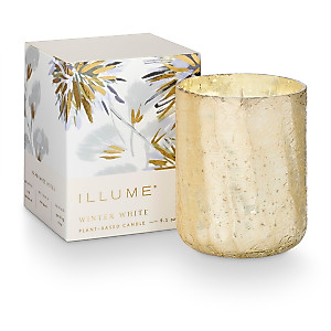 ILLUME Noble Holiday Winter White Large Crackle Glass Candle