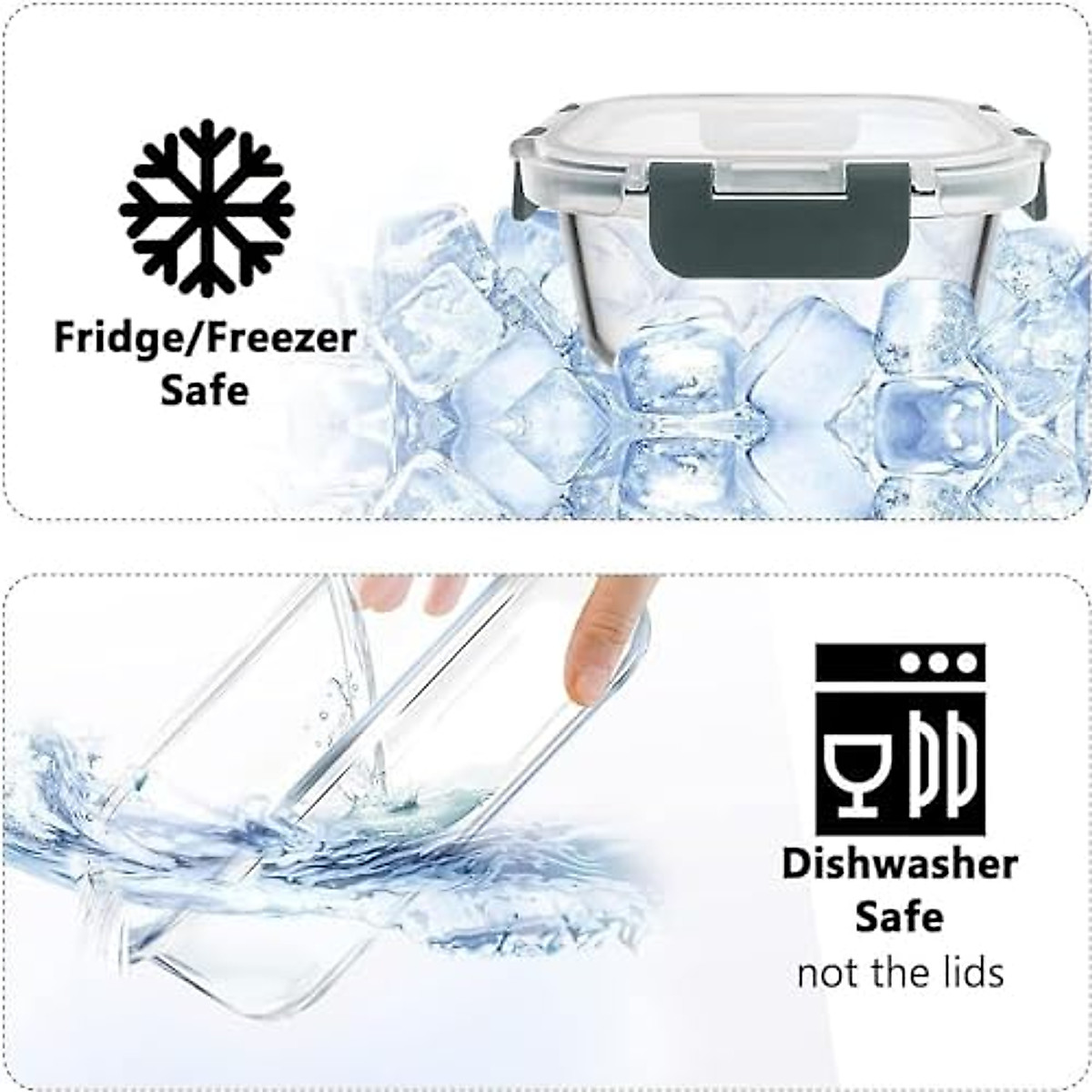 Scizorito 10PACK Glass Meal Prep Containers, for Lunch Food & Fruit Storage with Lids,Glass Lunch Box for Kitchen (10-Pink)