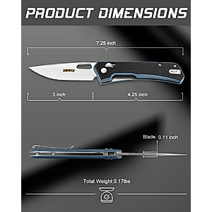 EDC Folding Knife with Clip, 3 Inch D2 Steel Drop Point Blade with G10 Handle, Pocket Knife for Men Women Outdoor Camping Hiking with Thumb Hole and Axis Lock Pocketknife