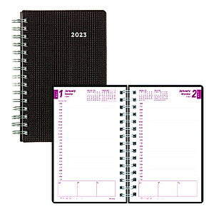Brownline 2023 DuraFlex Daily/Monthly Planner, Appointment Book, 12 Months, January to December, Twin-Wire Binding, 8" x 5", Black (CB634V.BLK-23)