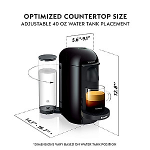 Nespresso VertuoPlus Coffee and Espresso Maker by Breville Aeroccino, Ink Black AND
