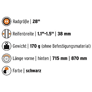 SKS Urban42 Velo 28-Inch Snap On Bicycle Fender Set, black, (10497)