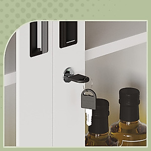 Yizosh Metal Storage Cabinet with Glass Doors - 71" Locking Display Cabinet with 2 Adjustable Shelves, 4-Tier Tall Steel Cabinet Locker for Kitchen, Living Room, Dining Room (White)