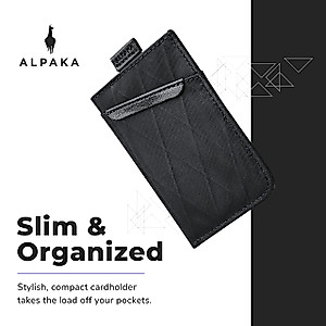 ALPAKA UP Cardholder V2 - Functions as a Slim Wallet - Pull Tab for Easy Card Removal - 100% Zero Waste - Made Entirely From Up-Cycled Materials - Holds 4-6 Cards, Dark Green