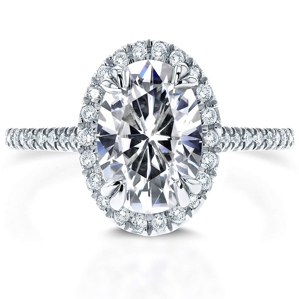 Kobelli Forever One Oval Moissanite and Lab Grown Diamond Halo Engagement Ring 1 4/5 CTW 14k White Gold (DEF/VS), 6