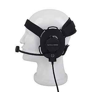 Pdflie Overhead Walkie Talkie Headset with boom Mic, 2 Way Radio Headphone for Z-Tactical Airsoft Civilian Wiring U94, Compatible with Motorola Kenwood Midland Hytera Baofeng Retevis U94 Ptt (Black)