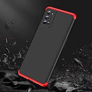 PartyUnix Compatible for Oppo Realme 7 Pro [with 1& Screen Protector][3 in 1] Slim Hard PC Plastic Bumper 360° Shockproof Shell Cover for Oppo Realme 7 Pro,Black+red