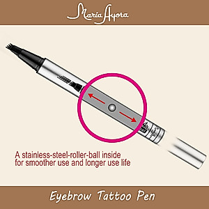 2PCS Maria Ayora Natural Looking Microblading Eyebrow Pencil with Innovative Micro-Fork Tip Applicator, Natural & Long-lasting Eyebrow Pen Makeup, Waterproof & Smudgeproof, Vegan (Dark Brown)