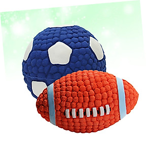 balacoo Sports Ball Dog Toys 2-Pack Squeaky Chew Balls Sound Rugby Soccer for Pet Play Chewing