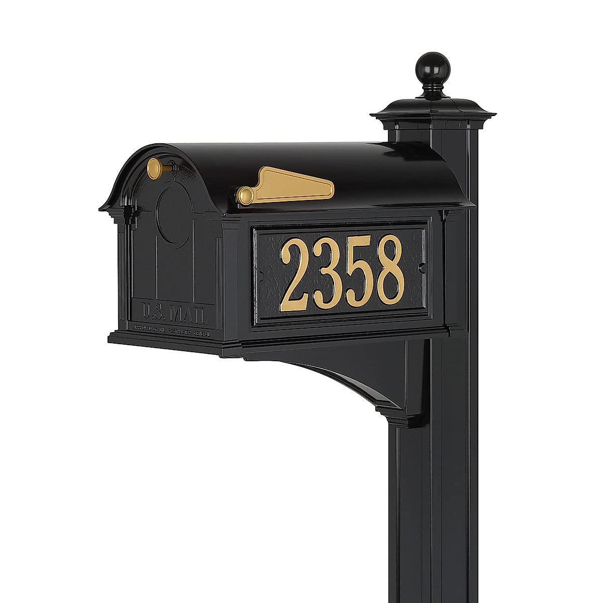 Balmoral Side Plaques Mailbox Post Package -Black