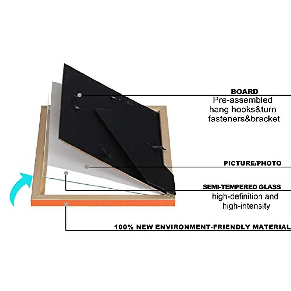 VIOLABBEY 4x6 Picture Frames Set of 4, Colorful Photo Frame of Modern Style, High Definition Tempered Real Glass, Wall Mounted or Tabletop Display (Blue+Light Blue+Orange+Apricot)