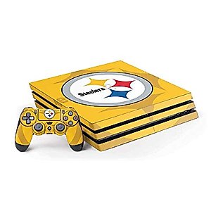 Skinit Decal Gaming Skin Compatible with PS4 Pro Console and Controller Bundle - Officially Licensed NFL Pittsburgh Steelers Double Vision Design