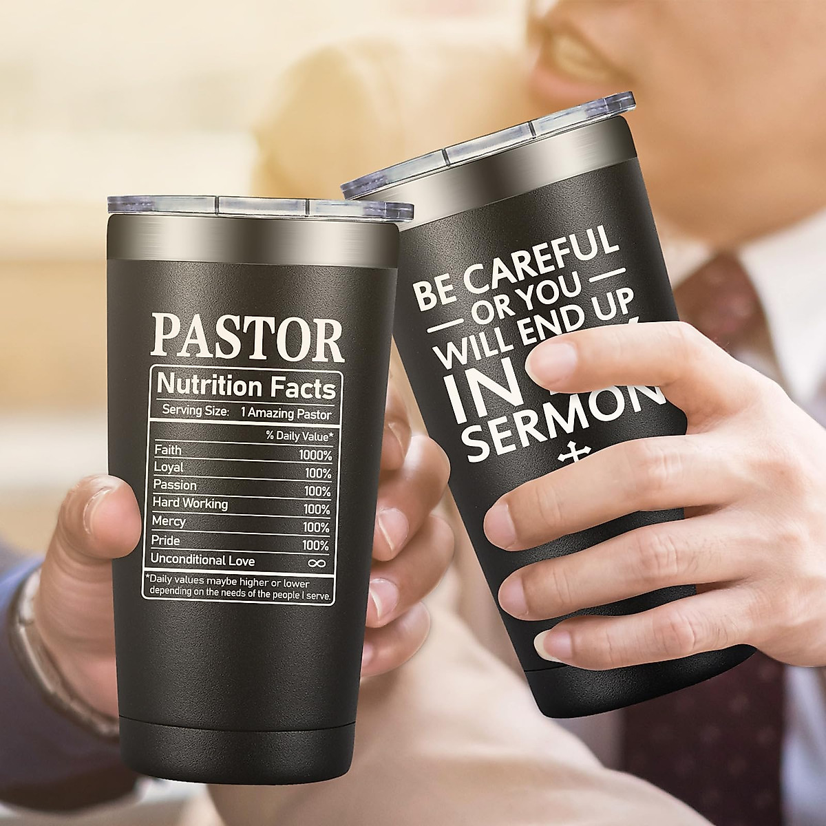 Grifarny Pastor Appreciation Gifts - Pastor Gifts for Men, Women - Thank You, Christmas Gifts for Pastor - Be Careful or You Will End up in My Sermon Pastor Tumbler Cup 20oz