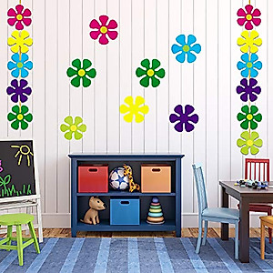 60 Pieces Flower Shaped Cutouts Mini Retro Flower Cutouts for Hippie Party Craft Home Wall Decoration