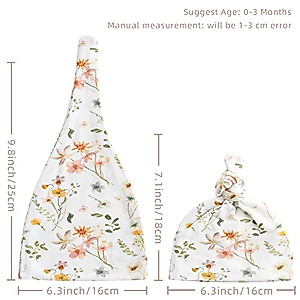 LifeTree Newborn Swaddle Set with Matching Hat and Bow, Wooden Birth Announcement Card, Baby Girl Newborn Receiving Blanket Baby Swaddle Floral Motif Nursery Swaddle Wrap