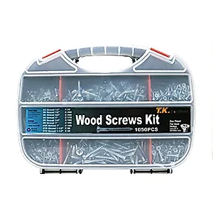 T.K.Excellent Wood Screw Phillips Flat Head #4#6#8#10#12 Screws Assortment Kit,1050 Pcs