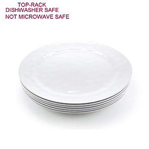 KX-WARE Melamine Plates set of 12, 10-inch 100% Melamine Dinner Plates for Everyday Use, Break-resistant and Lightweight, White Color