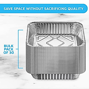 MontoPack Aluminum Foil Pans Half Size Roasting Chafing Pan | Bulk 30 Pack of 9x13 Tins for Cooking, Baking & Catering | Heavy Duty Disposable Cookware Steam Table Trays for Buffet & Food Prepping