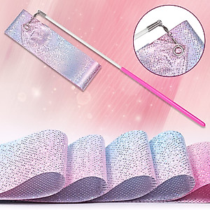 2pcs Ribbons for Gymnastics, 78.7 Inch Sparkling Dance Ribbon Twirling Ribbon with Ribbon Dancer Wand for Kids Girls Adults Artistic Dancing Training Party Favor