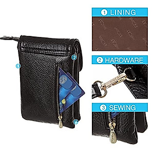 MINICAT Roomy Pockets Series Small Crossbody Bags Cell Phone Purse Wallet for Women(Black)