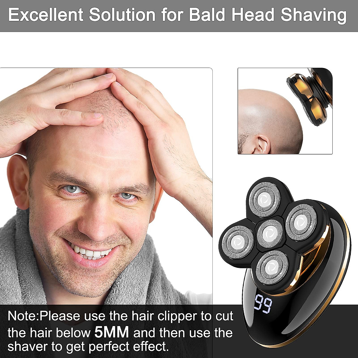 Head Shavers for Bald Men,Kibiy Electric Shavers for Bald Men Cordless,Men's Electric Shaver Bald Head Shavers for Men Rechargeable Shaver for Men Waterproof Rotary Shaver Grooming Kit