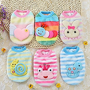 REBABA Warm Fleece Dog Vest Puppy Sweater, Pet Fall Winter Soft Warm Clothes Shirt Vest for Small Dogs Kitten Chihuahua Yorkies(XXXS-Strawberry)