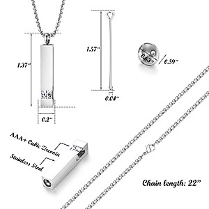 MILACOLATO 2 Pcs Cremation Urn Necklaces for Ashes with Cubic Zirconia Stainless Steel Keepsake Cremation Jewelry Necklaces for Human Pet Ashes Memorial Ash Necklace for Men Women, Round & Square