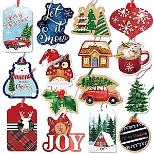 Christmas Tags for Gifts with Untied String 60 Count(15 Assorted Glitter, Foil, Printed Designs for Xmas Holiday Present Wrapping)…