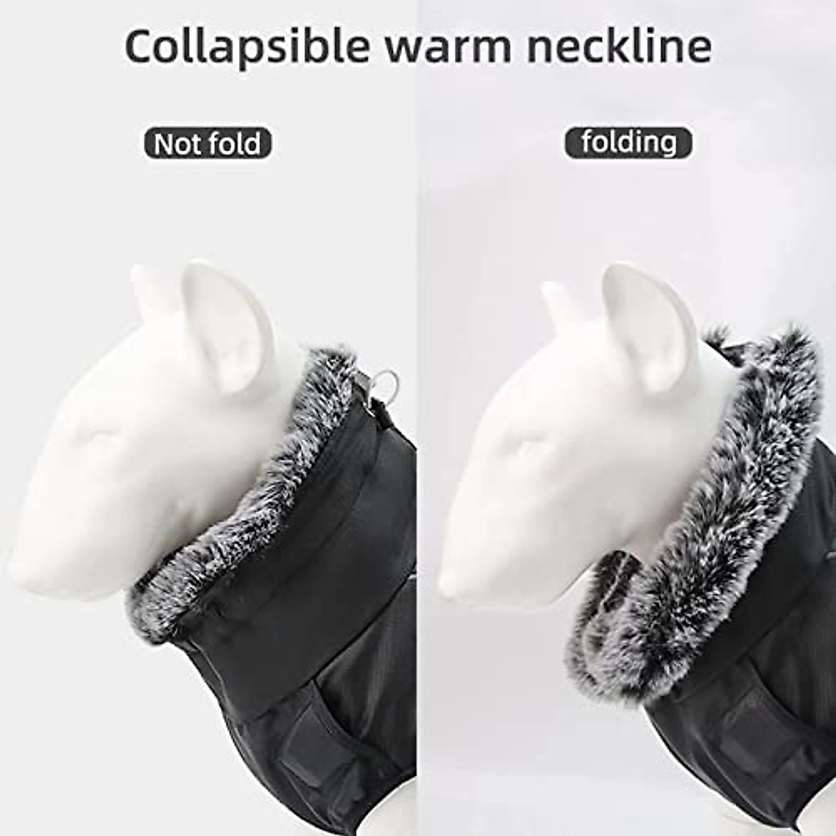 Xqpetlihai Dog Winter Jacket Reflective Waterproof Windproof Dog Jacket with Zipper Harness & Furry Collar for Hiking Camping with Zipper Pet Winter Coat Fleece for Medium Large Dogs (B,3XL)