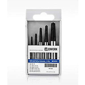 QWORK Screw Extractor Easy Out Damaged Bolt Extractor Kit Stripped Broken Screw Remover for M4-M18 (1/8"-3/4")