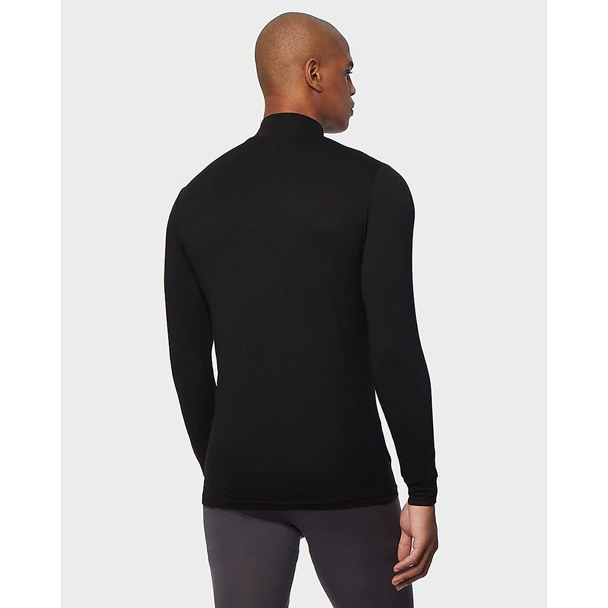32 Degrees Men's Lightweight Baselayer Mock Top | Long Sleeve | Form Fitting | 4-Way Stretch | Thermal, Black, Large