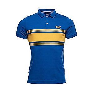 Superdry Mens Organic Cotton Vintage Chestband Jersey Polo Shirt True Blue Size XL