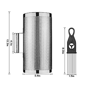 Abuff - Metal Guiro Instrument, 12" x 6" Stainless Steel Guiro Shaker with Scraper Latin Percussion Instrument Musical Training Tool