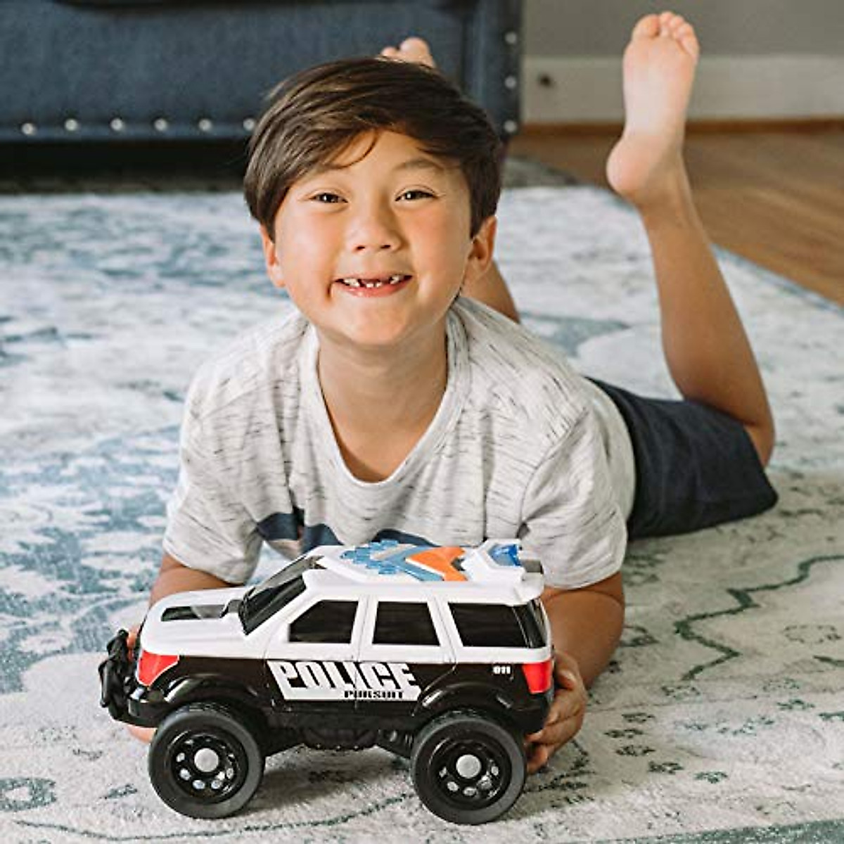 Sunny Days Entertainment Large Police Car – Lights and Sounds Vehicle with Motorized Drive and Soft Grip Tires | Rescue SUV Patrol Toy for Kids – Maxx Action
