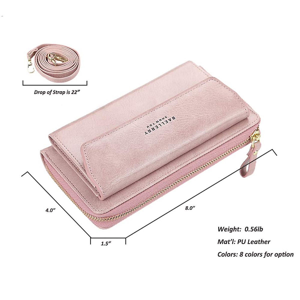 Womens Crossbody Wallet Small Cute Clutch Purses Phone Bag with Front Zipper Pocket,Red