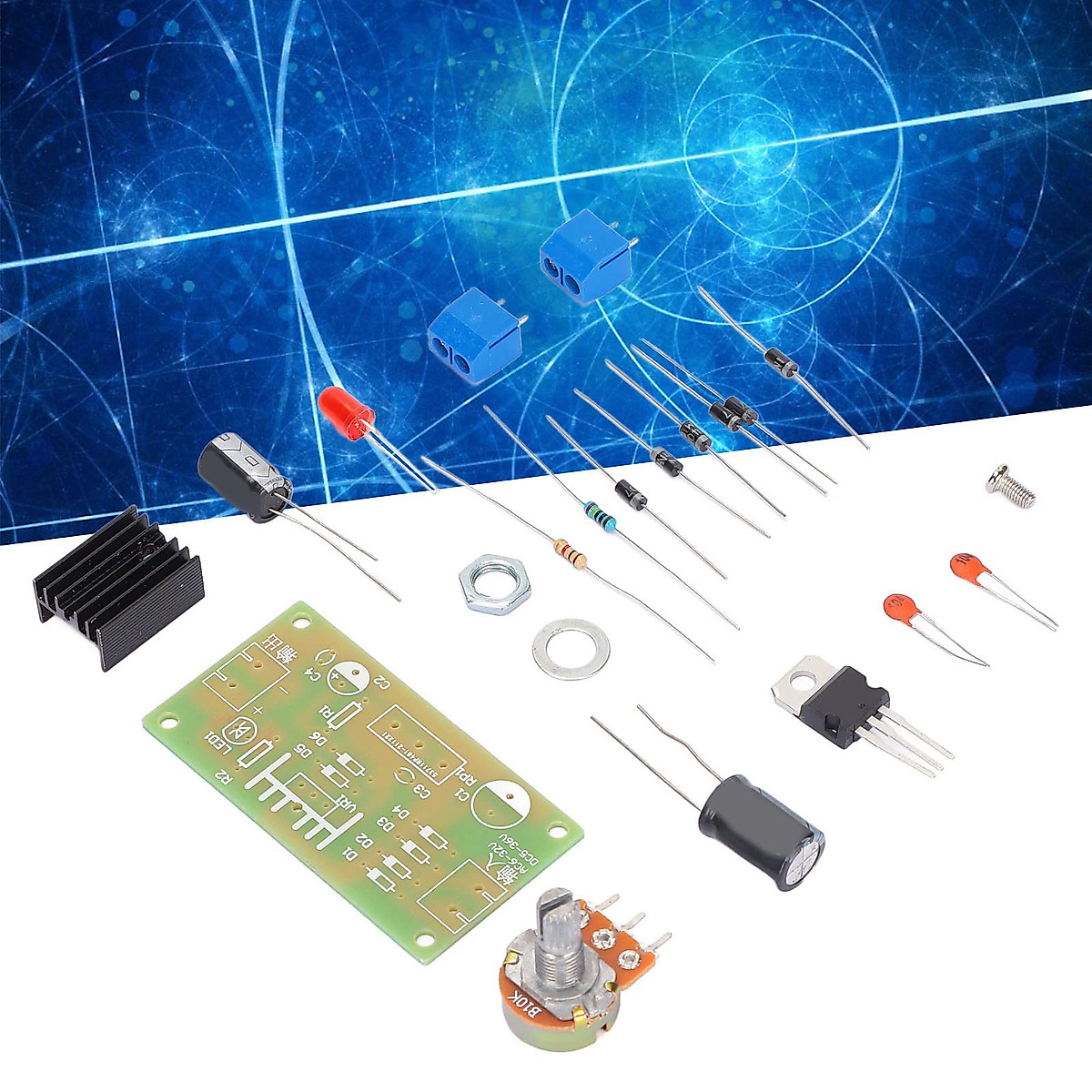 Walfront LM317 Adjustable Regulated Power Supply DIY Kit ABS Board AC/DC Input Output Rectifier Circuit Input Adjustable Voltage Set for School Education lab