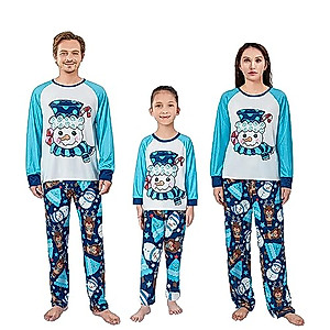 Halloween Matching Sets for Family Classic Letter Print Long Sleeve Raglan Tops + Pants Set Fall 2 Piece Set (Baby, I Blue, XL)