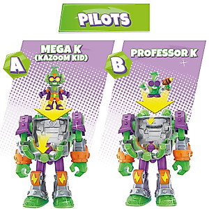 SUPERTHINGS - Mega-K Superbot, Articulated Villain Robot with Combat Accessories, 1 Exclusive Kazoom Kid, Multicoloured, One Size