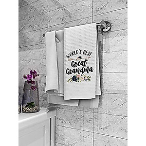 DIBOR World’s Best Great Grandma Floral Kitchen Towels Dish Towels Dishcloth,Best Grandma Decorative Absorbent Drying Cloth Hand Towels Tea Towels for Bathroom Kitchen,Grandma