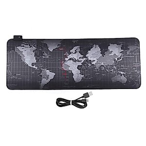 Ruiqas Gaming Mouse Pad RGB Mouse Pad Luminous Large World Map Mice Mat Waterproof Non- Slip Rubber Base 800x300