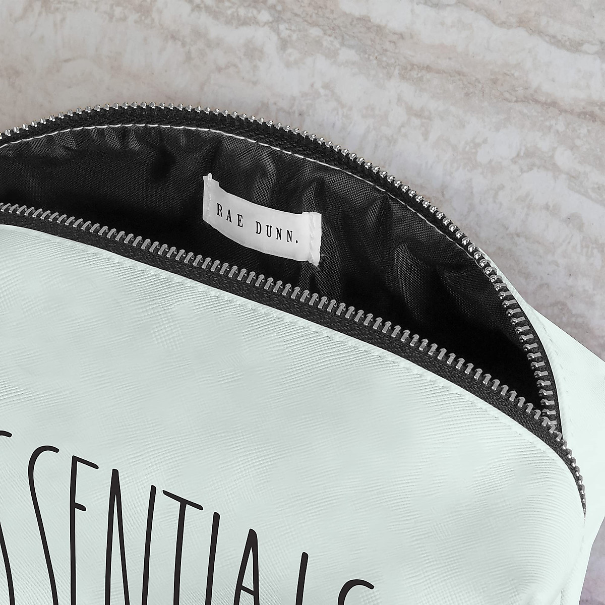 Rae Dunn Cosmetic Bag for Makeup & Toiletries. Fully Lined, Spacious Size: 10" W x 4.25" H x 4.75" D Loaf Pouch with Full-Zip Closure - Essentials