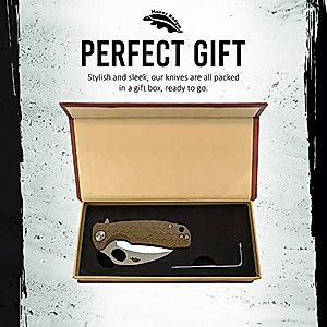 Western Active Honey Badger Pocket Knife, EDC Claw Hawkbill Folding Utility Knife, EDC Knife with Stainless Steel Blade, Claw Pocket Knives, Reversible Pocket Clip - 3.4" (Claw Smooth Large Tan)