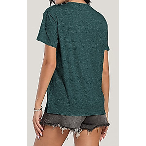 Graphic T-Shirts for Women Cute Simple Sayings Funny Sarcastic Graphic Letter Print Shirts Athletic Short Sleeve Tee-XL (Green)