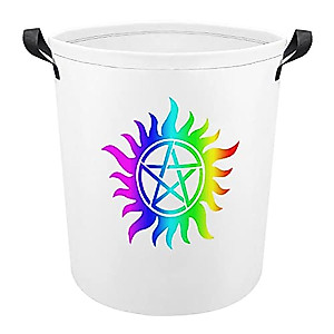 Anti Possession Symbol Large Laundry Basket Hamper Bag Washing with Handles for College Dorm Portable