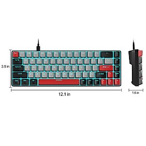 MageGee Portable 60% Mechanical Gaming Keyboard, MK-Box Blue LED Backlit Compact 68 Keys Mini Wired Office Keyboard with Brown Switch for Windows Laptop PC Mac - Grey/Black