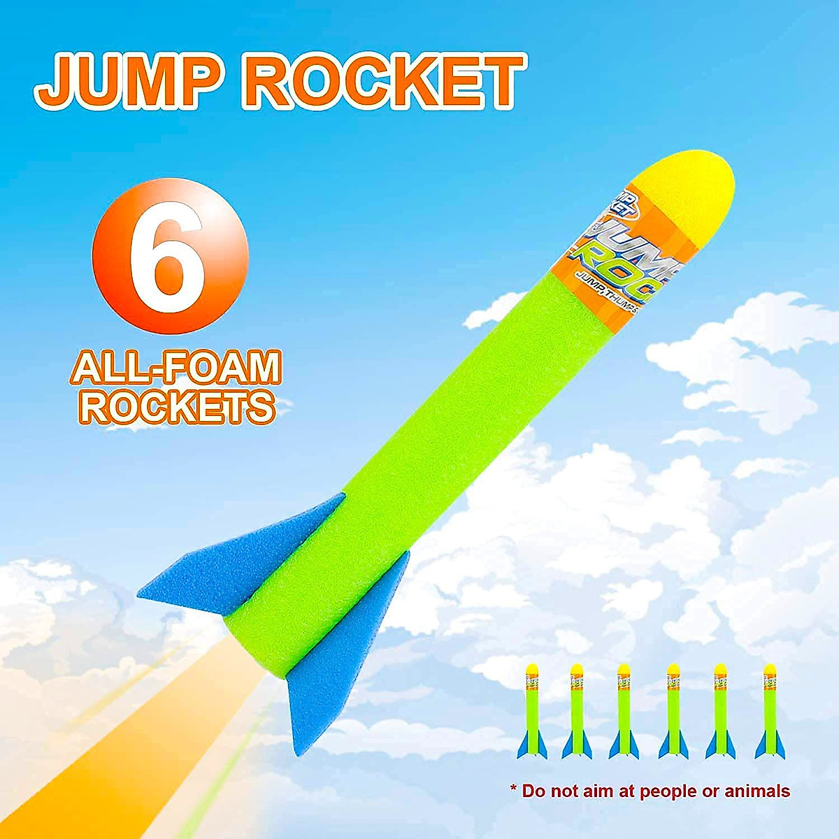 TOY Life Toy Rocket Launcher for Kids with 6 Foam Rockets Refills Air Rocket Launcher for Kids 3-5-7 Shoots Up to 100 Feet Outdoors Outside Toys Gifts for Boys 3 5 4 Year Old Boy Toys